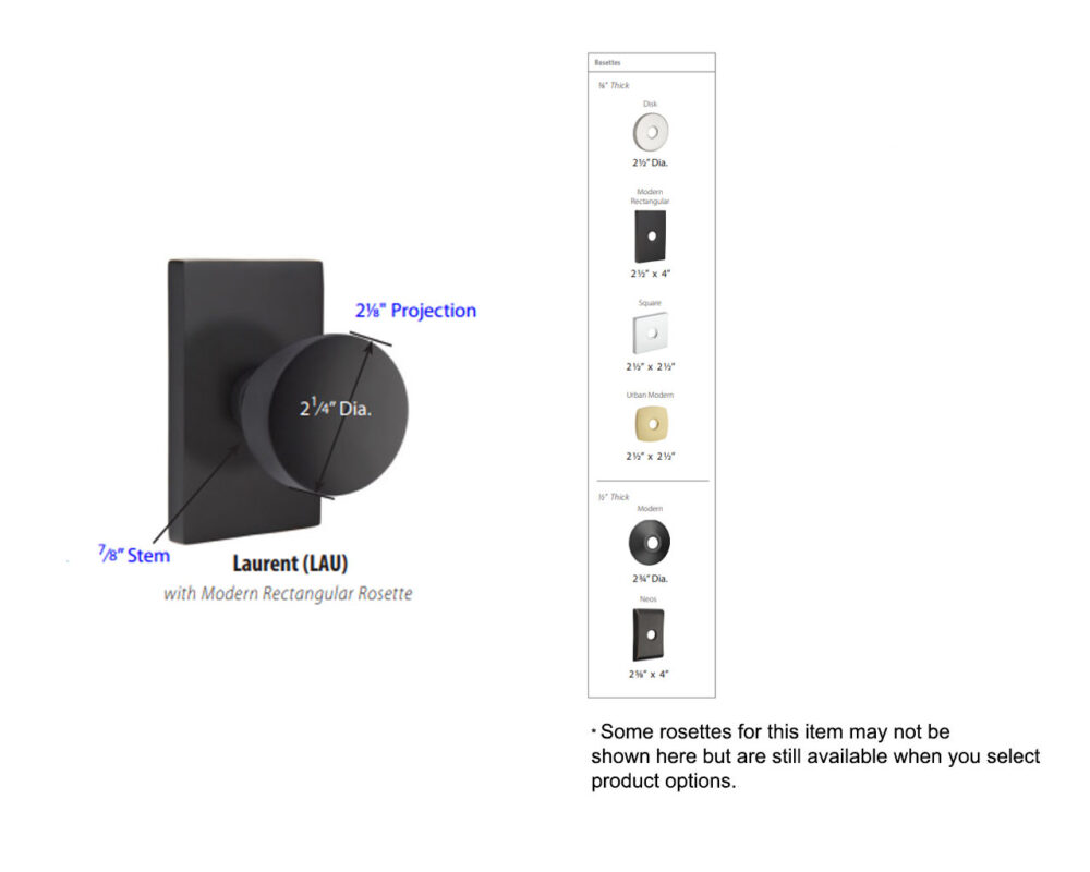 Emtek Laurent Door Knob w/Urban Modern Rosette, Shown In Satin Nickel ...